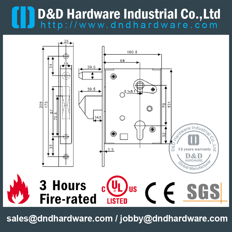 Stainless steel cylindrical positioning mortise lock for Metal Door ...