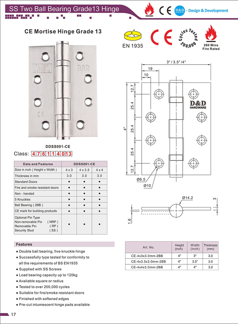 CE Ball Bearing 2BB Door Hinge-DDSS001-CE-4x4x3.0mm-SUS304 from China ...