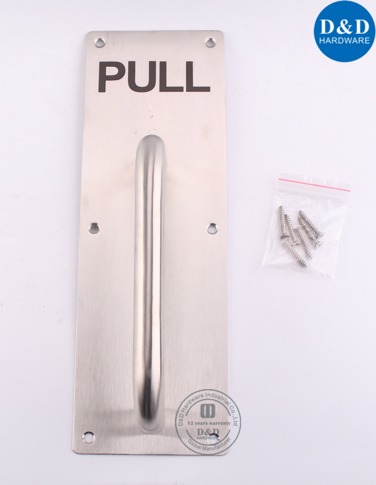 SUS304 Square Pull Handle with Plate for Metal Doors- D&D HARDWARE