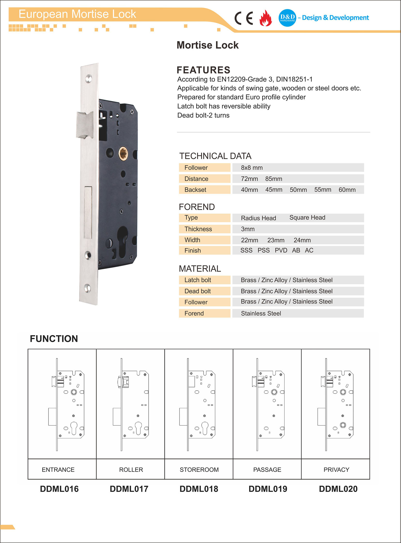 85mm Centre Mortise Entry Lock-DDML018 from China manufacturer - D&D ...