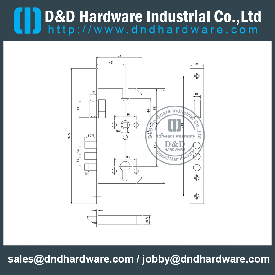 SS304 Follower Mortise Lock for Exterior Door- DDML5085-3R from China ...