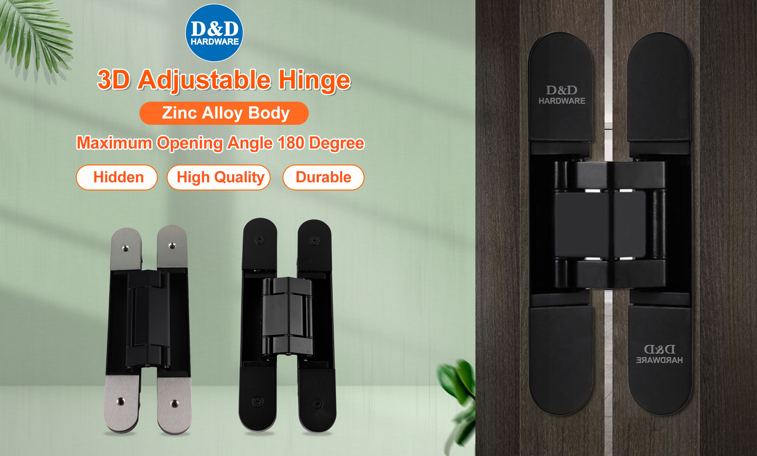 3D Adjustable Hidden Door Hinge for Metal Door
