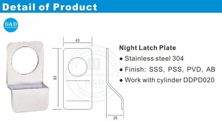 Stainless Steel Night Latch Plate with Cylinder-DDPD019 from China ...