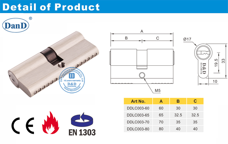EN1303 Euro Profile Master Key Double Door Lock Cylinder-DDLC003 from ...
