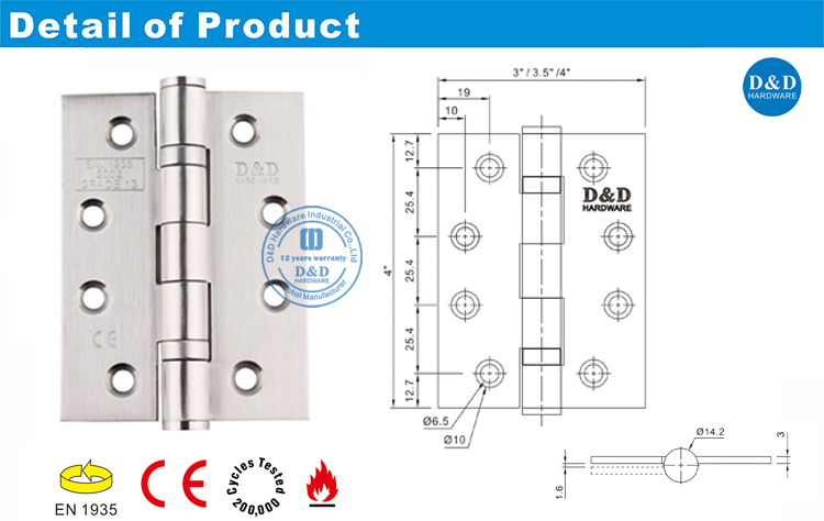 CE Stainless Steel 316 Butt Hinge for Internal Door- DDSS001-CE-4X3X3 ...