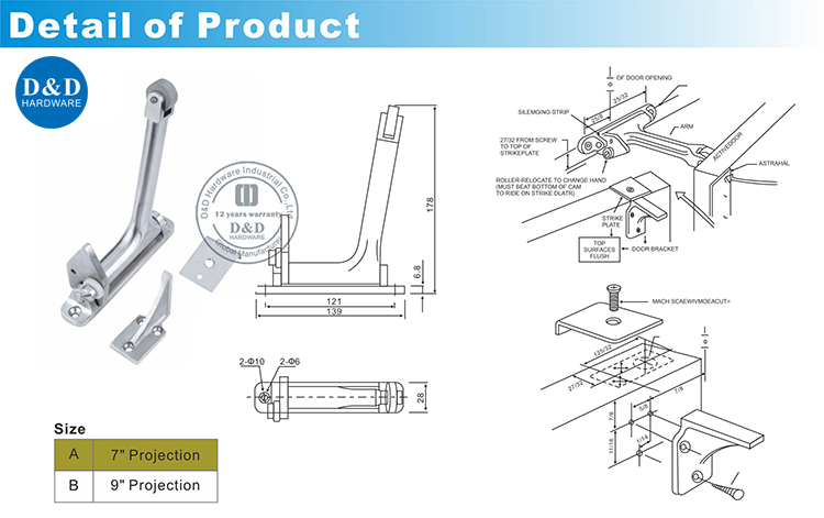 7 Inch Stainless Steel Heavy Duty Hollow Metal Door Selector-DDDR001 ...