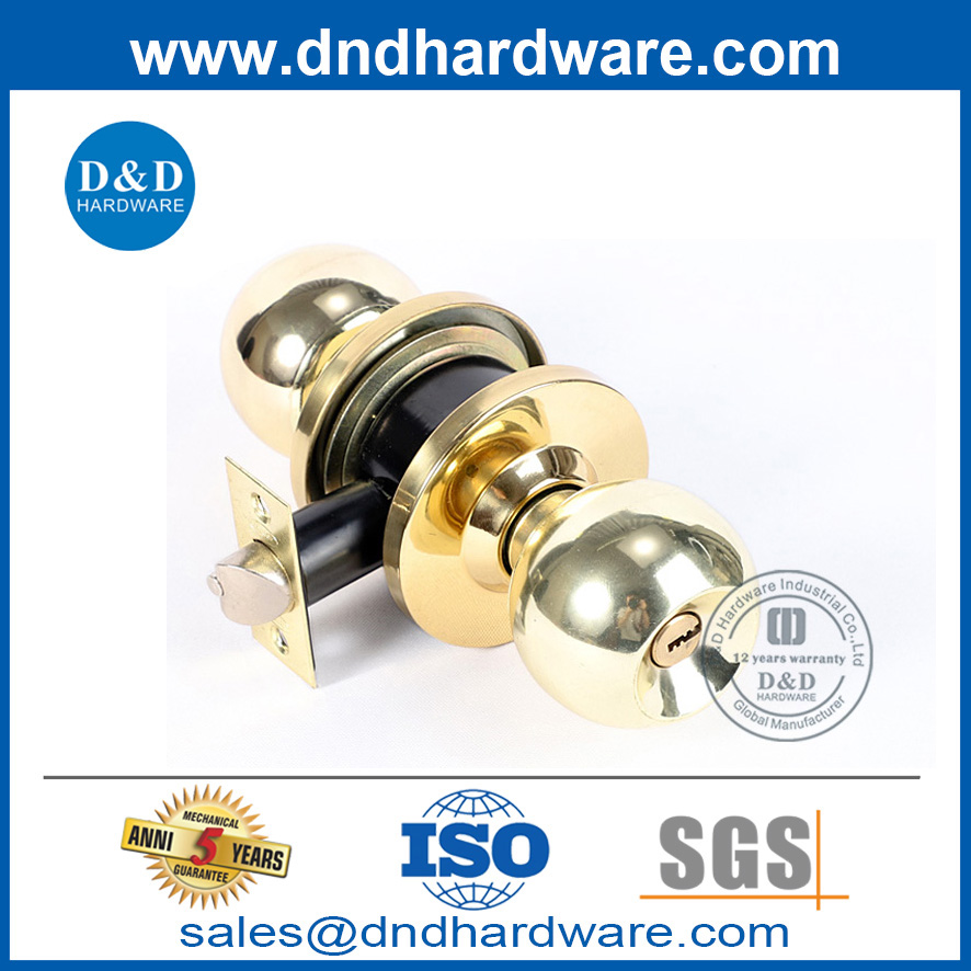 Polish Brass Ball Type Institutional Lock Set for Wood Door-DDLK066 ...