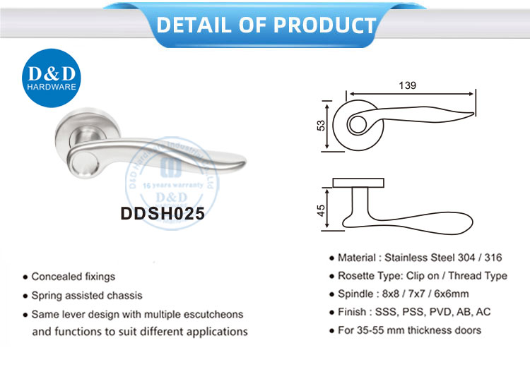Stainless Steel Commercial Lever Door Handle for Office Project-DDSH025 ...