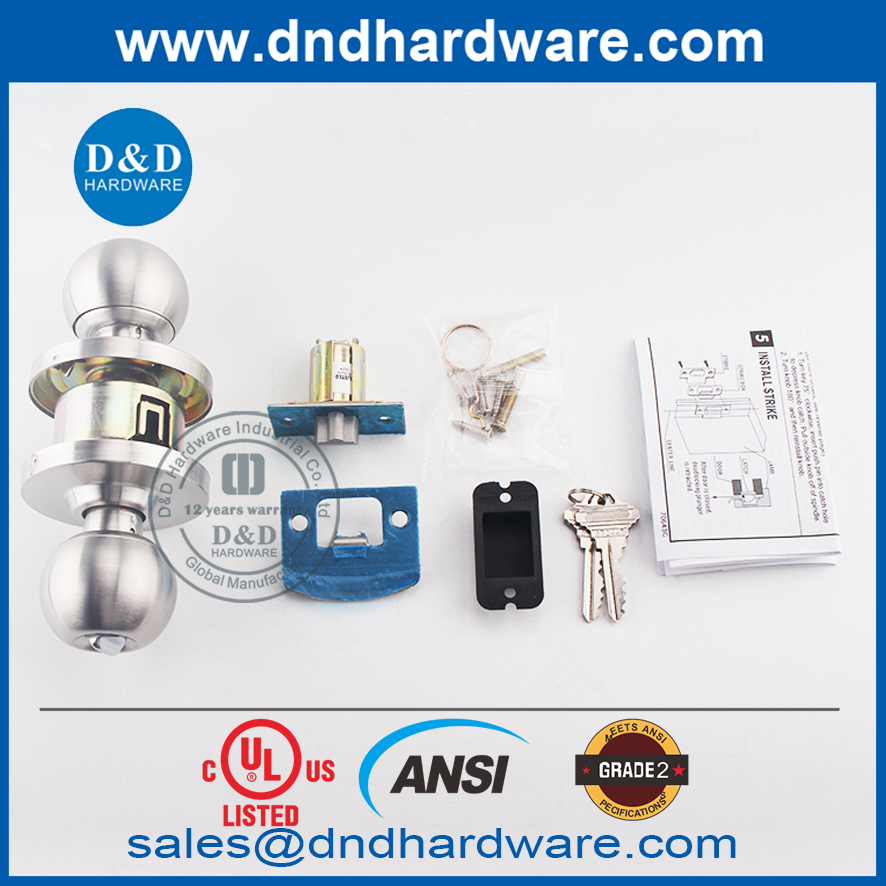 UL Listed UL 10C Zinc Alloy ANSI Fire Rated Cylinderical Tubular Knob ...