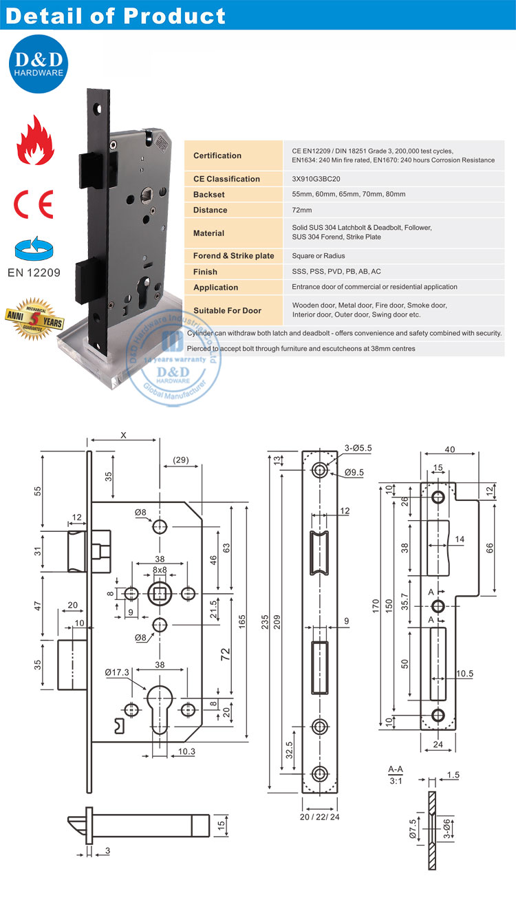 Different Types of Locks BS EN12209 Matt Black Security Locks for Doors ...