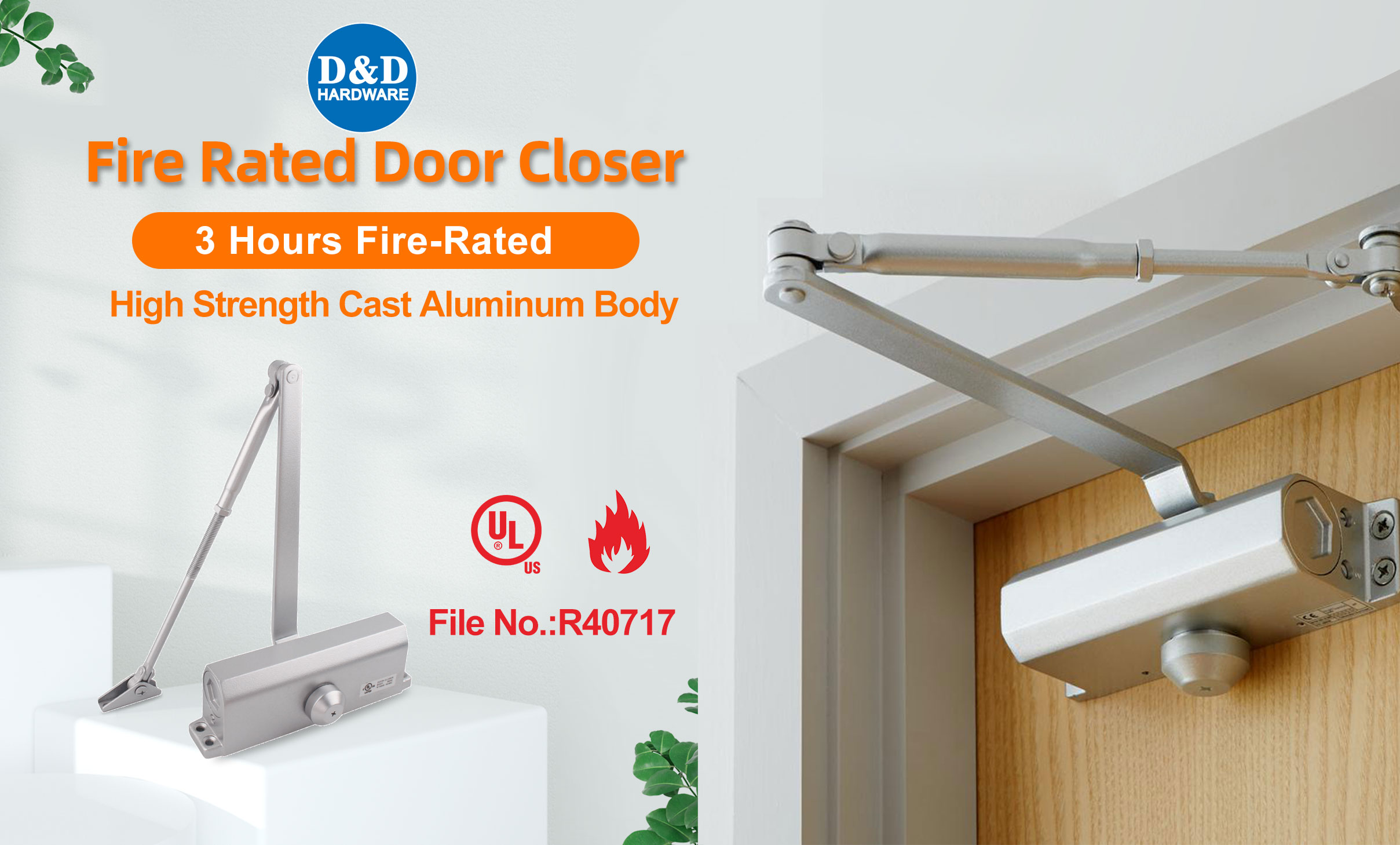 Fire Rated Back Check Heavy Duty Residential UL Door Closer