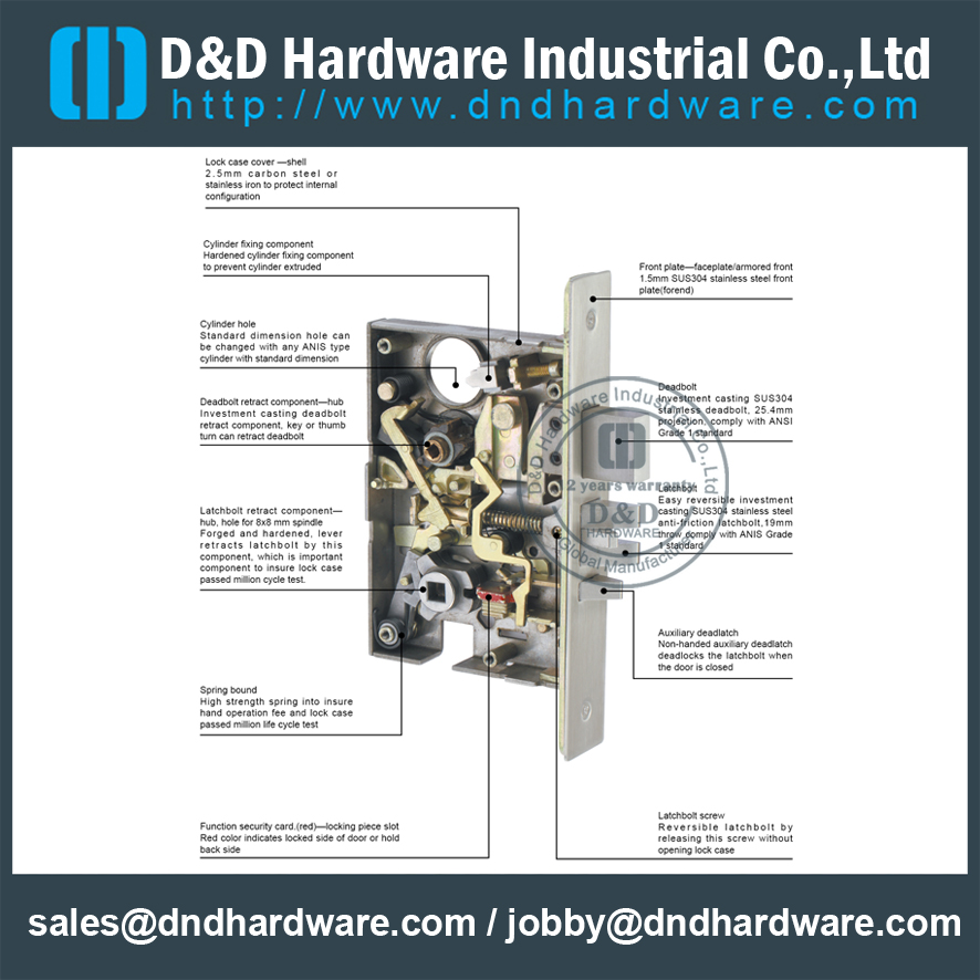 SS304 ANSI Mortise Passage Door Lock-DDAL01 F01 from China manufacturer ...